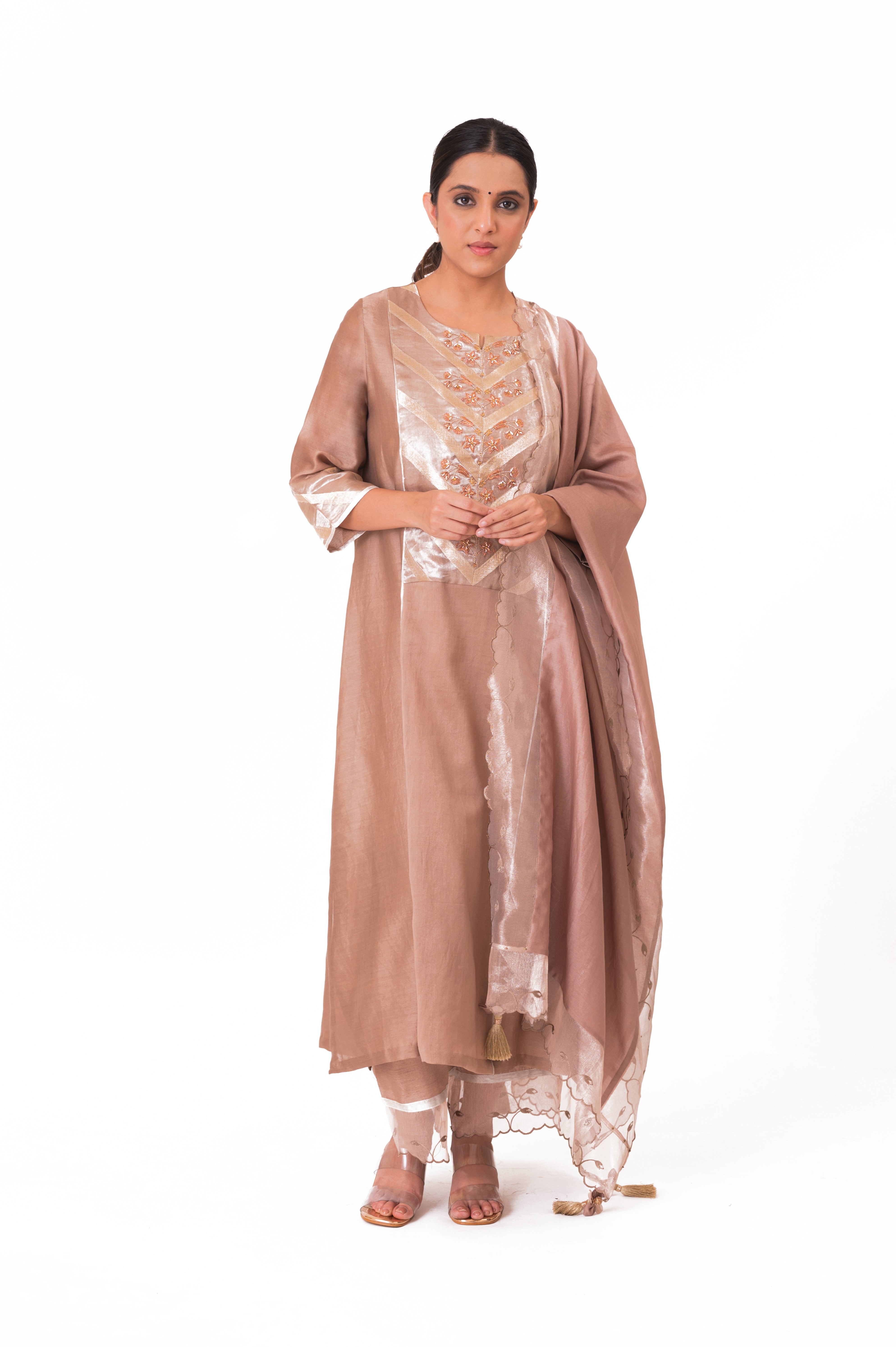Banarasi Tissue Yoke Kurta Set – anantam